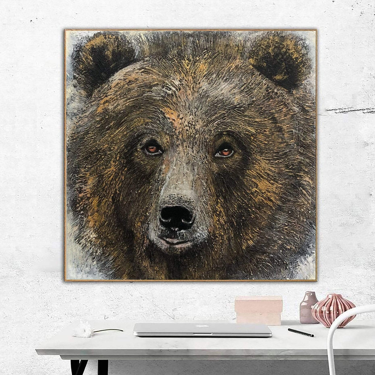 Original Bear Painting Abstract Bear Wall Art Realistic Animal Portrait ...