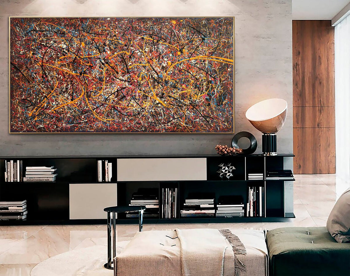 Jackson Pollock Style Paintings On Abstract Modern Colorful Fine Art ...