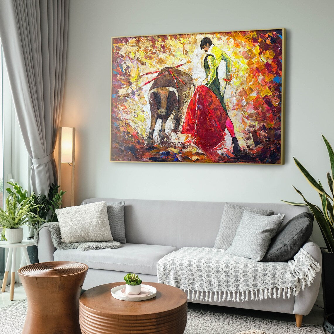 Spanish Matador Bullfighter Acrylic Painting Corrida Original Oil Pain ...