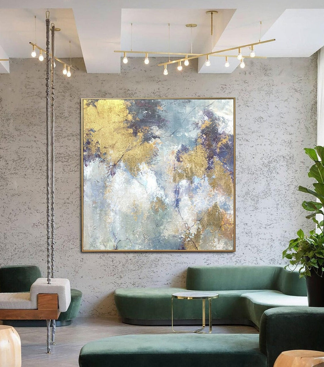 Extra Large Gold Painting on Canvas Large Mountains Wall Art Autumn Ar ...